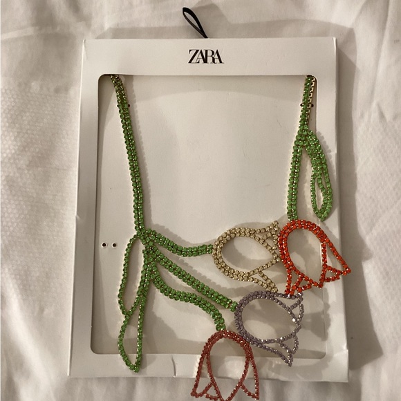 Zara | Jewelry | Nwt Zara Tulip Rhinestone Necklace Limited Edition ...